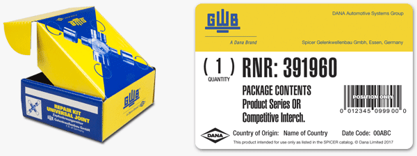 GWB Aftermarket Packaging - Dana Brand Standards
